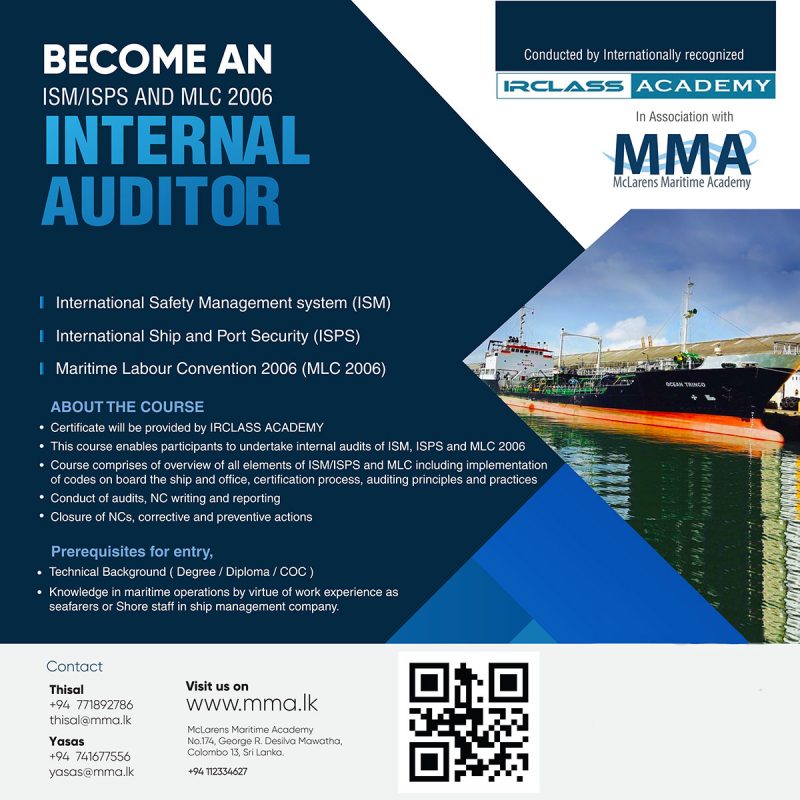ISM / ISPS and MLC 2006 Internal Auditor – McLarens Maritime Academy